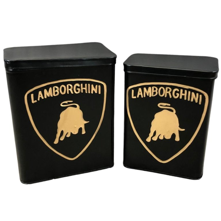 Pair of Black Lamborghini Storage Tins