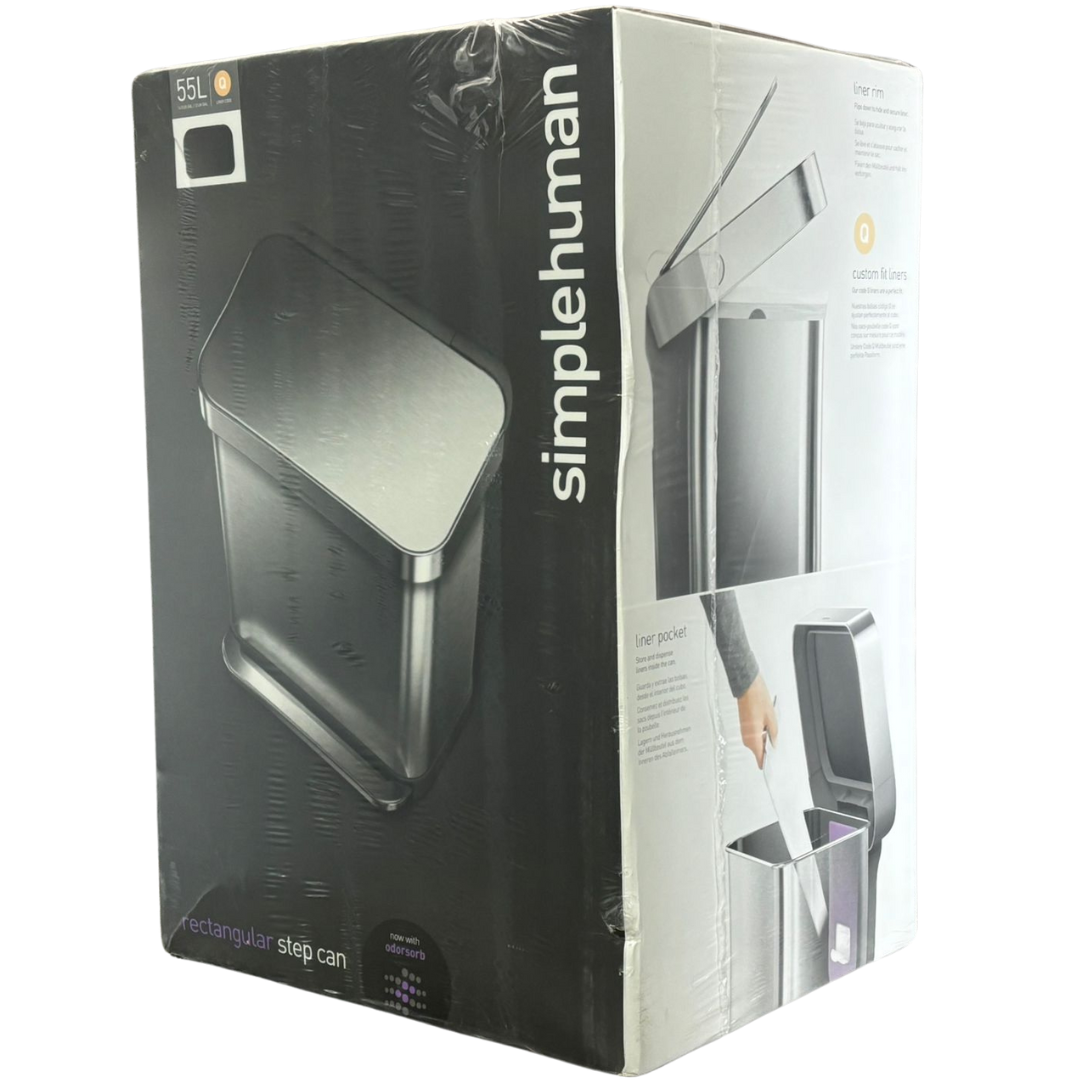 Simplehuman 55 Litre Rectangular Pedal Bin - Black.