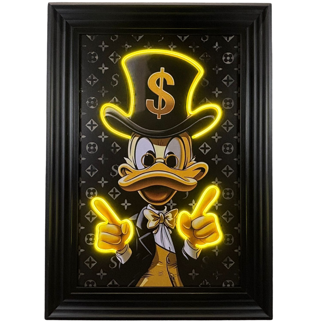 Framed LED Wall Art Picture of a Designer Scrooge McDuck