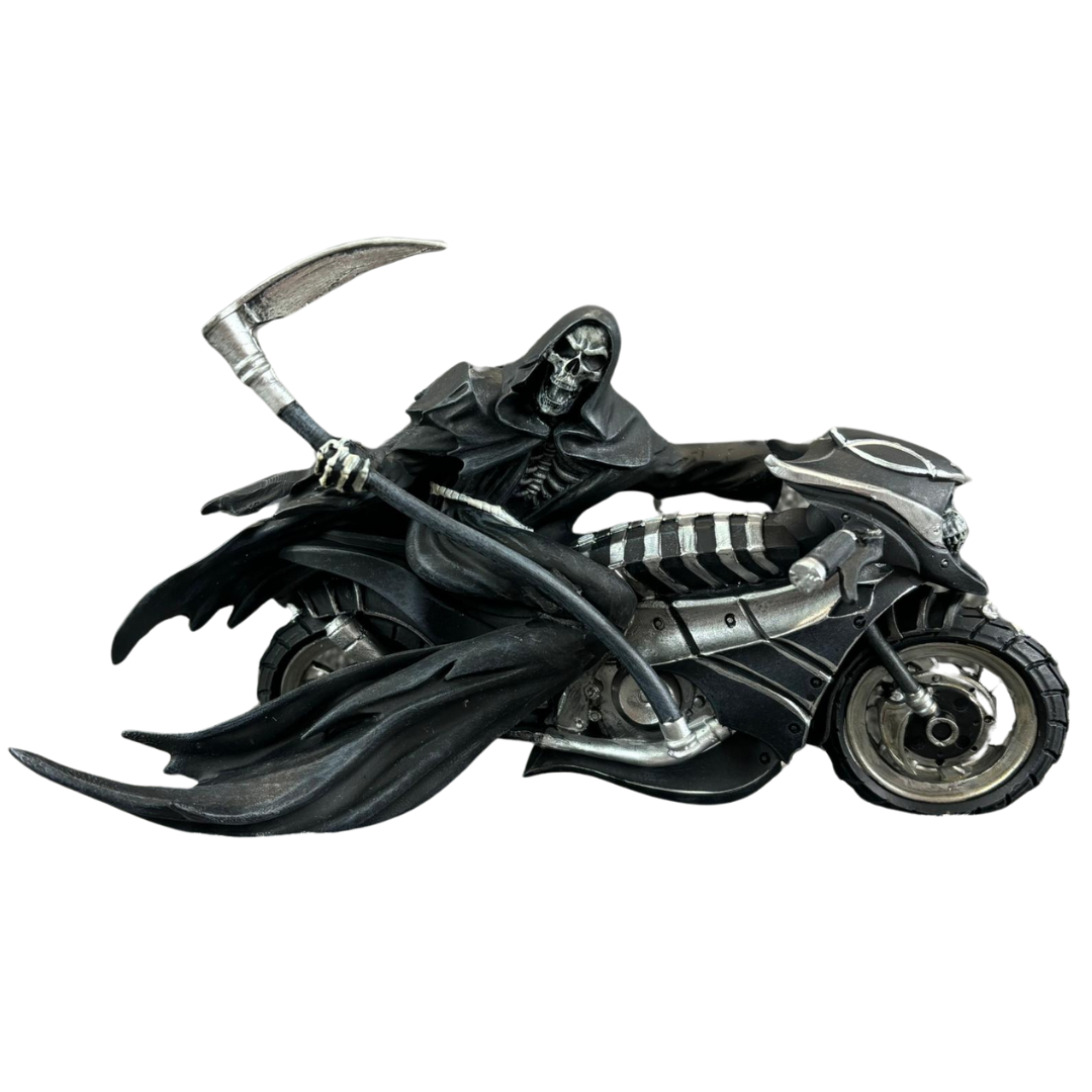 Sculpture of The Grim Reaper on a Motorbike