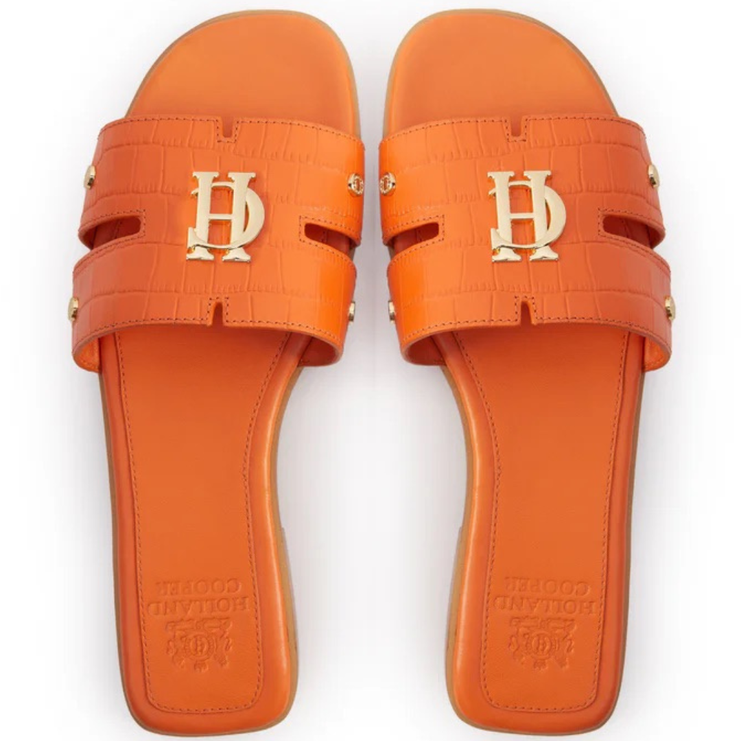 Holland Cooper Orange Monogram Slides - 5(UK).