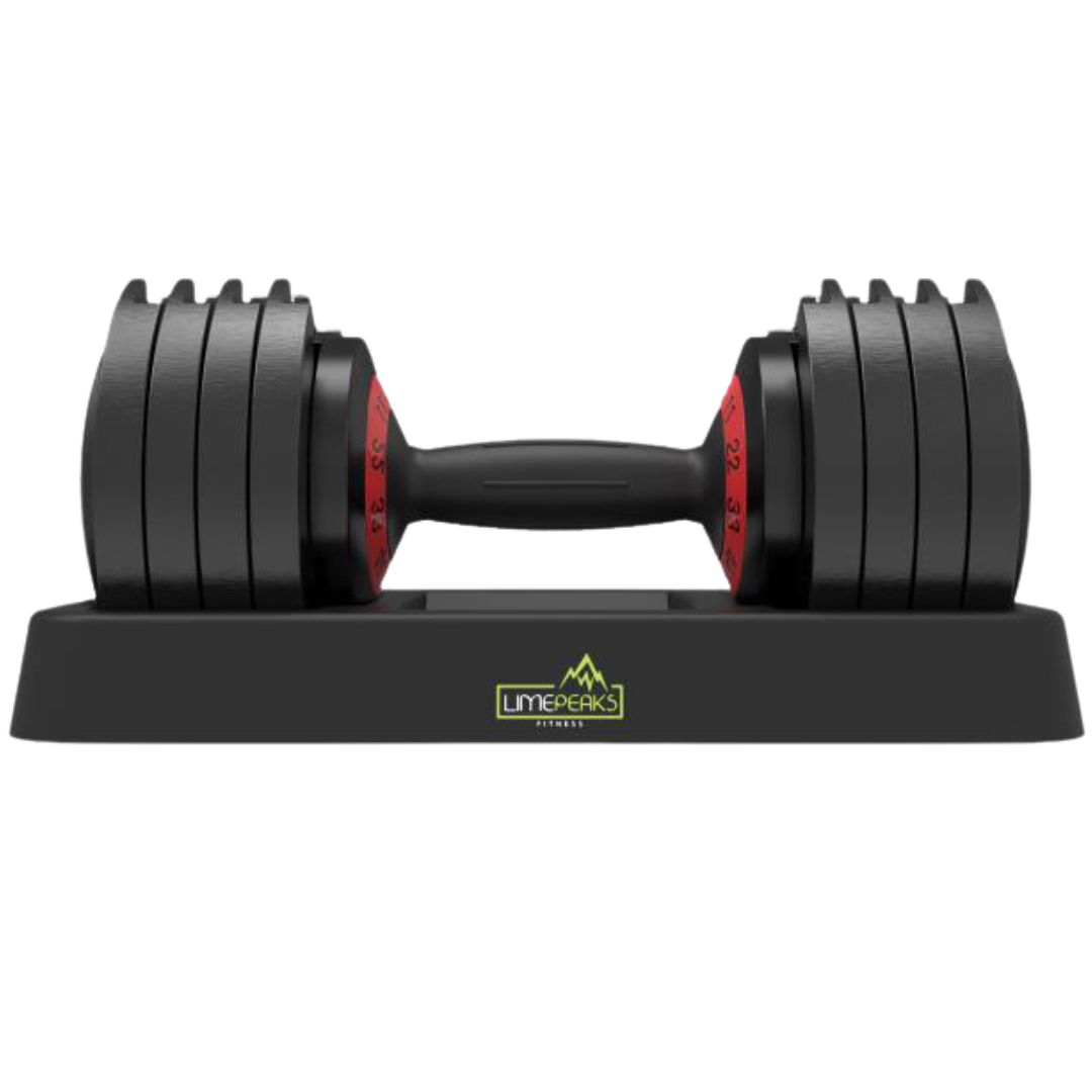 Pair of Limepeaks Adjustable Dumbbells 25kg Twist Lock Technology.