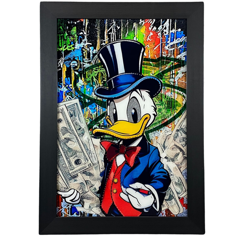 Glass Art Picture titled Money Man Donald Duck