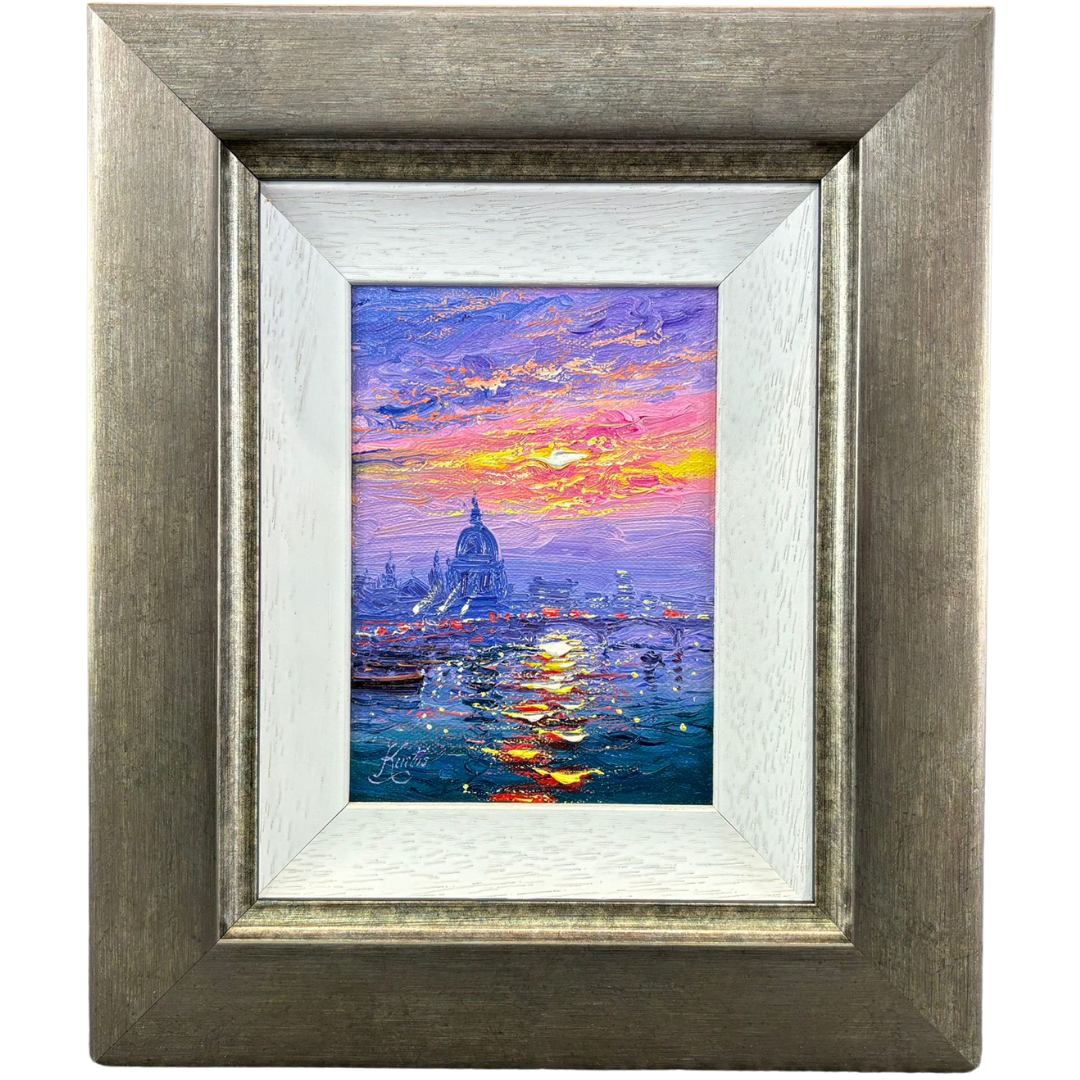 Oil Painting by Andrew Grant Kurtis titled 'Evening Sparkle The Thames'.