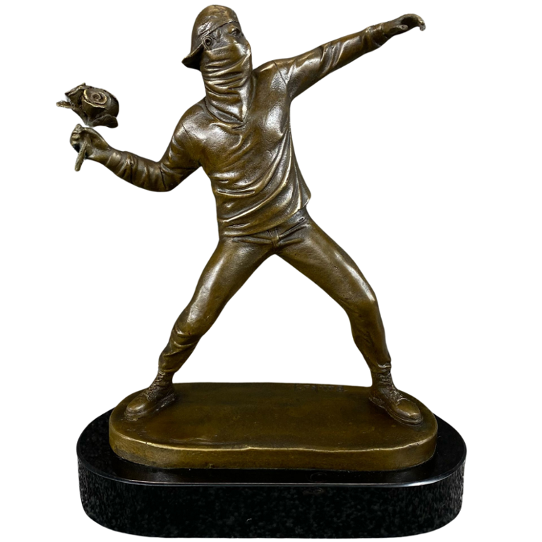 Bronze Sculpture of Banksy Artwork titled Flowered Hooligan