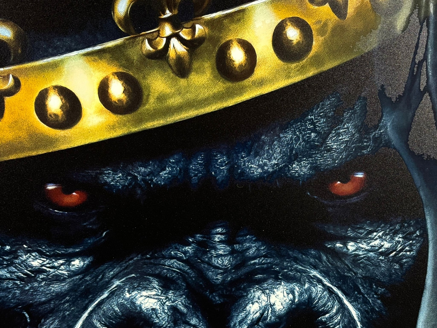 Framed Clear Coat Overlay Art Picture of a Crowned Gorilla