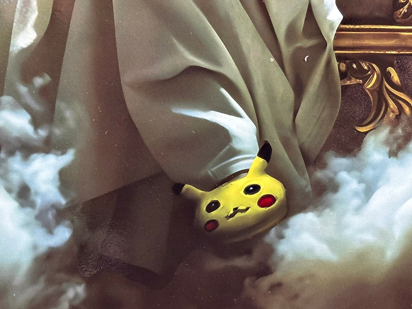 Framed Clear Coat Overlay Art Picture of Jesus on His Throne