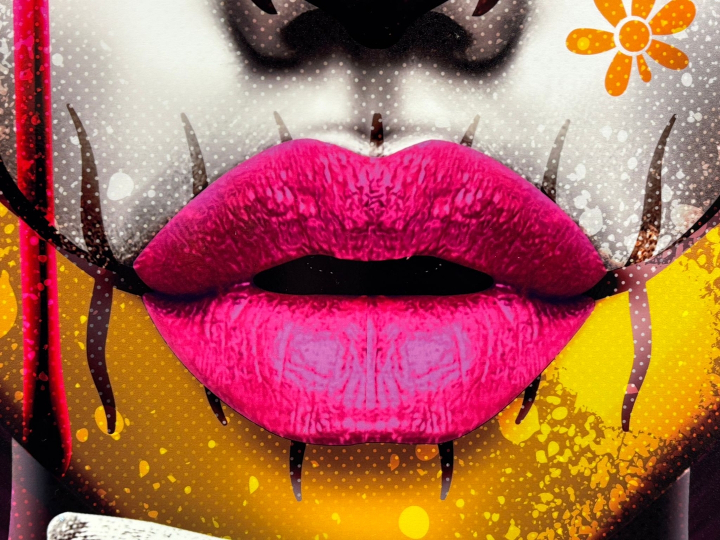 Framed Clear Coat Overlay Art Picture of a Lady in Pink