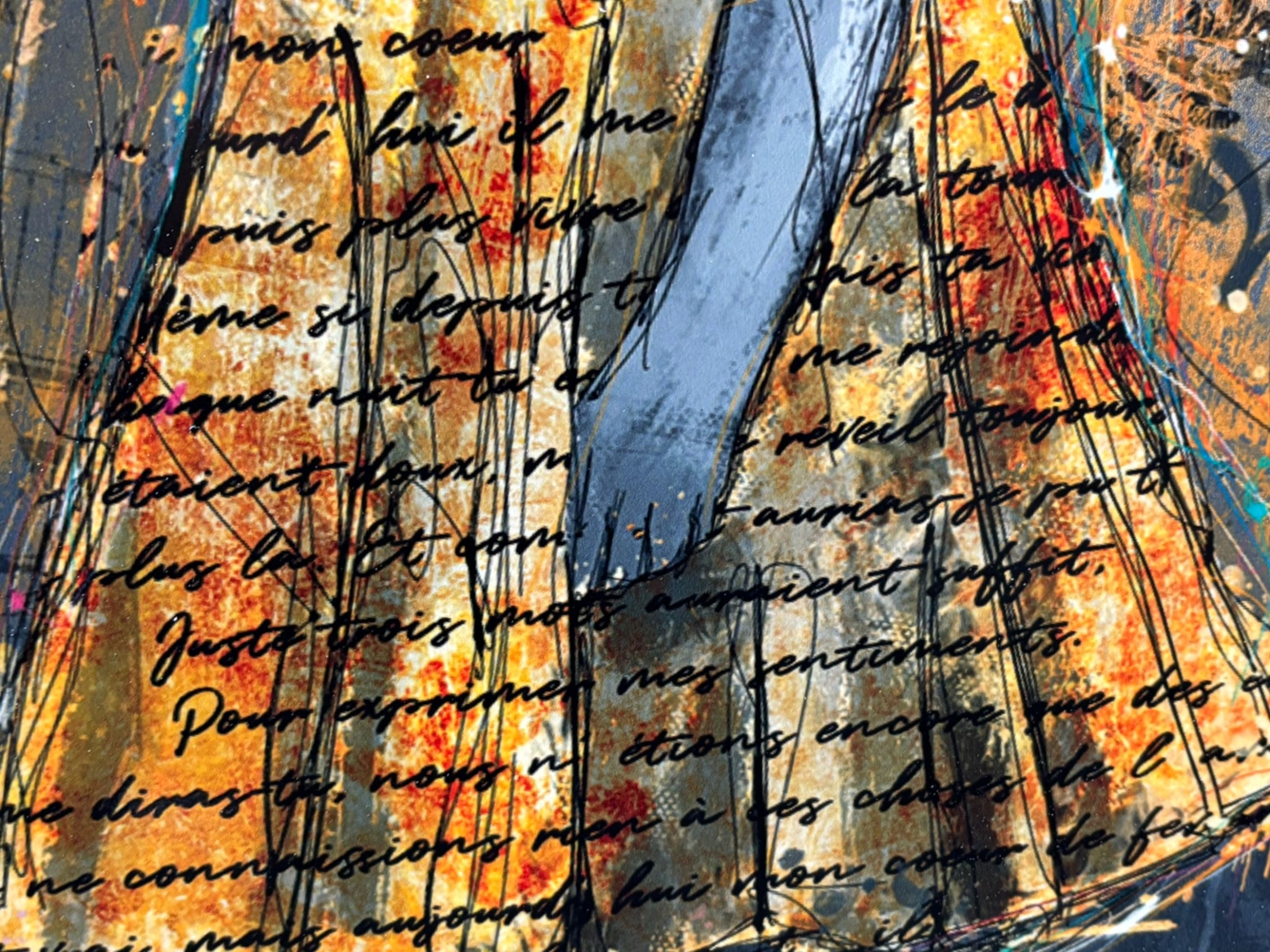 Framed Clear Coat Overlay Art Picture of Loving Children