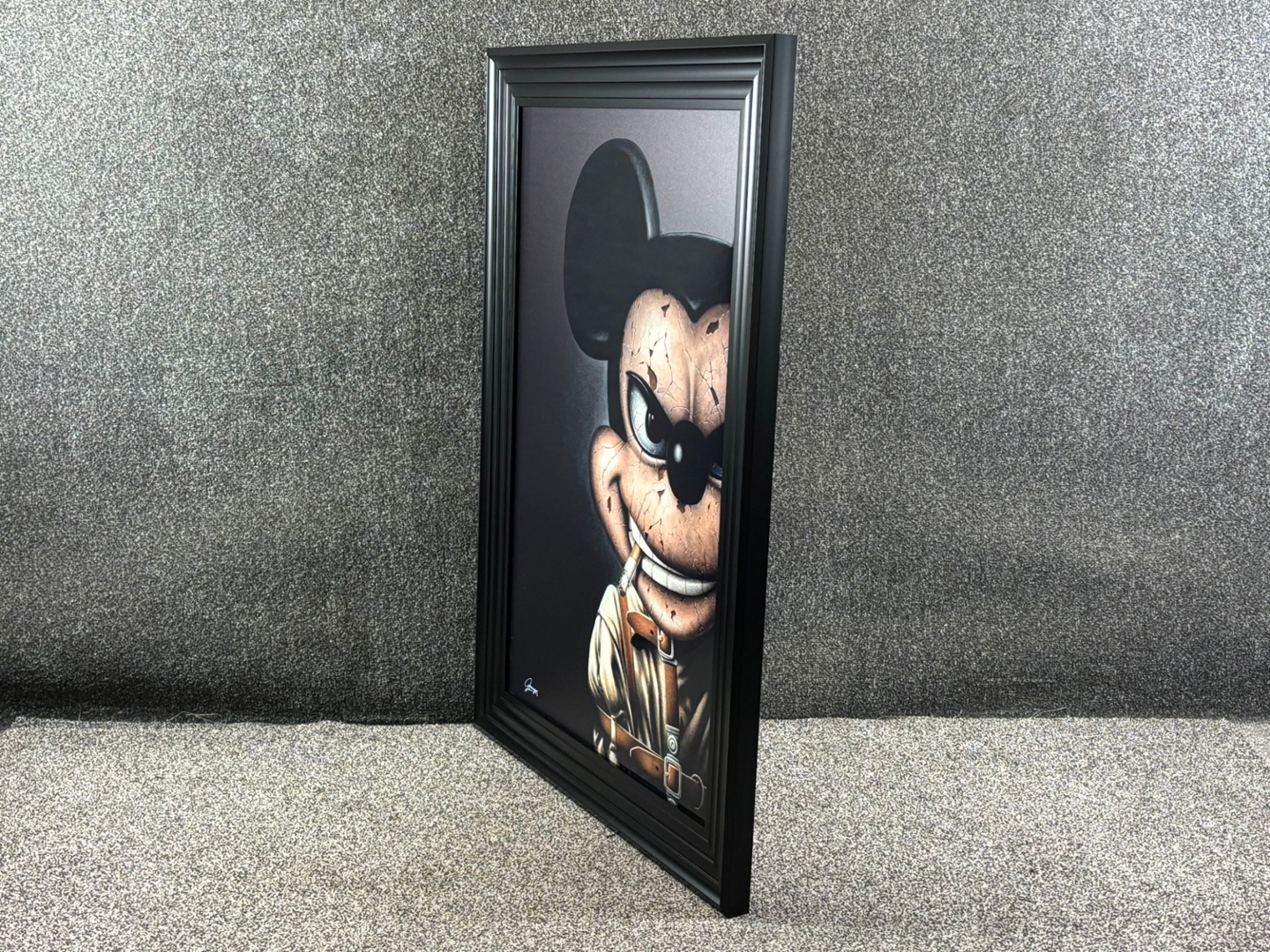 Framed Clear Coat Overlay Art Picture of a Devious Mickey Mouse