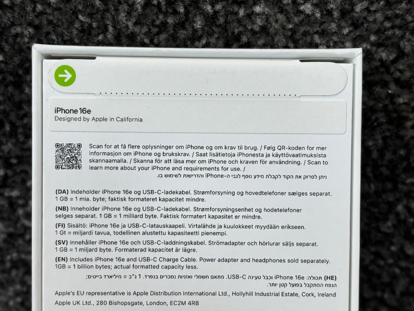 Apple iPhone 16e Black 128GB