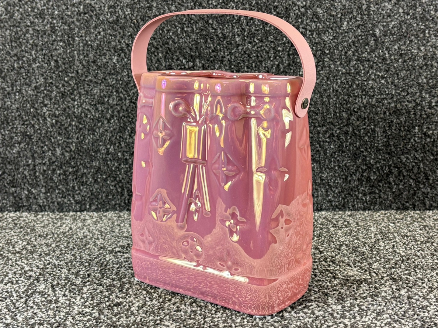 Pink Ceramic Handbag Vase with Pink Handle