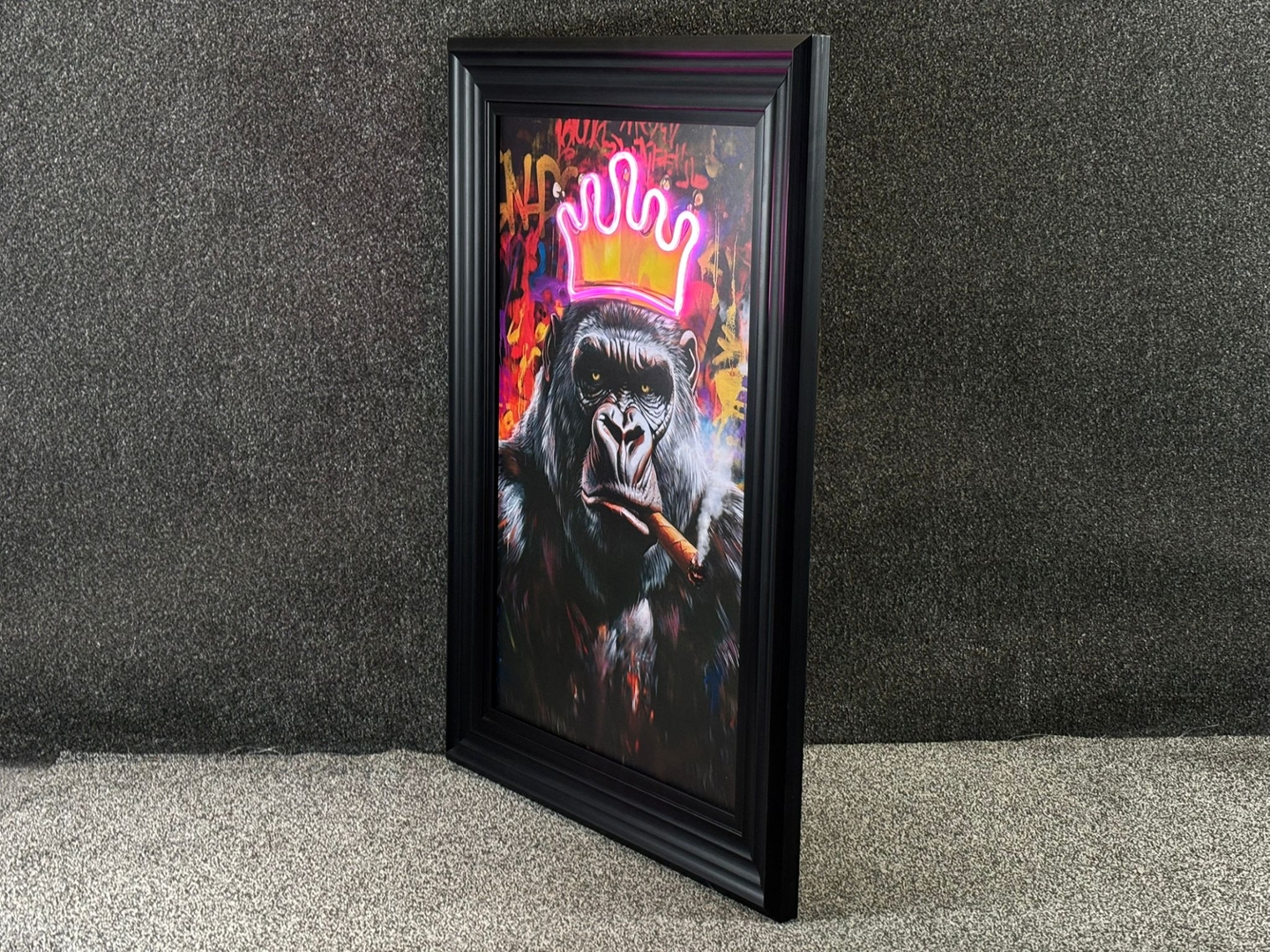 Framed LED Wall Art Picture of a King Gorilla
