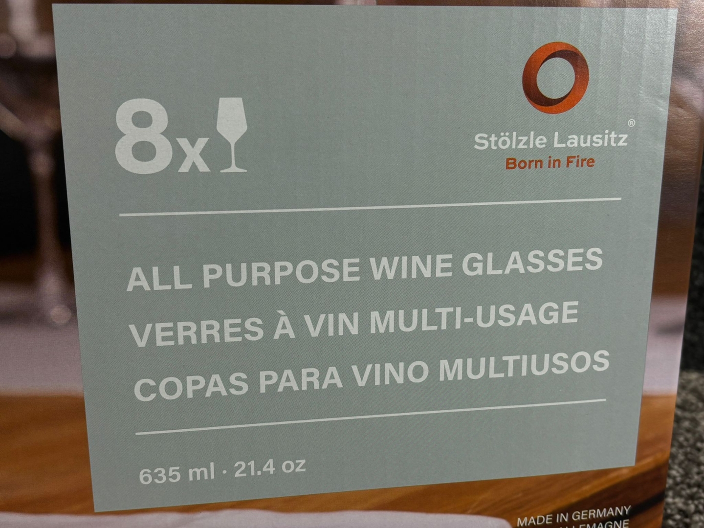 Set of 8 Stolzle Lausitz Wine Glasses