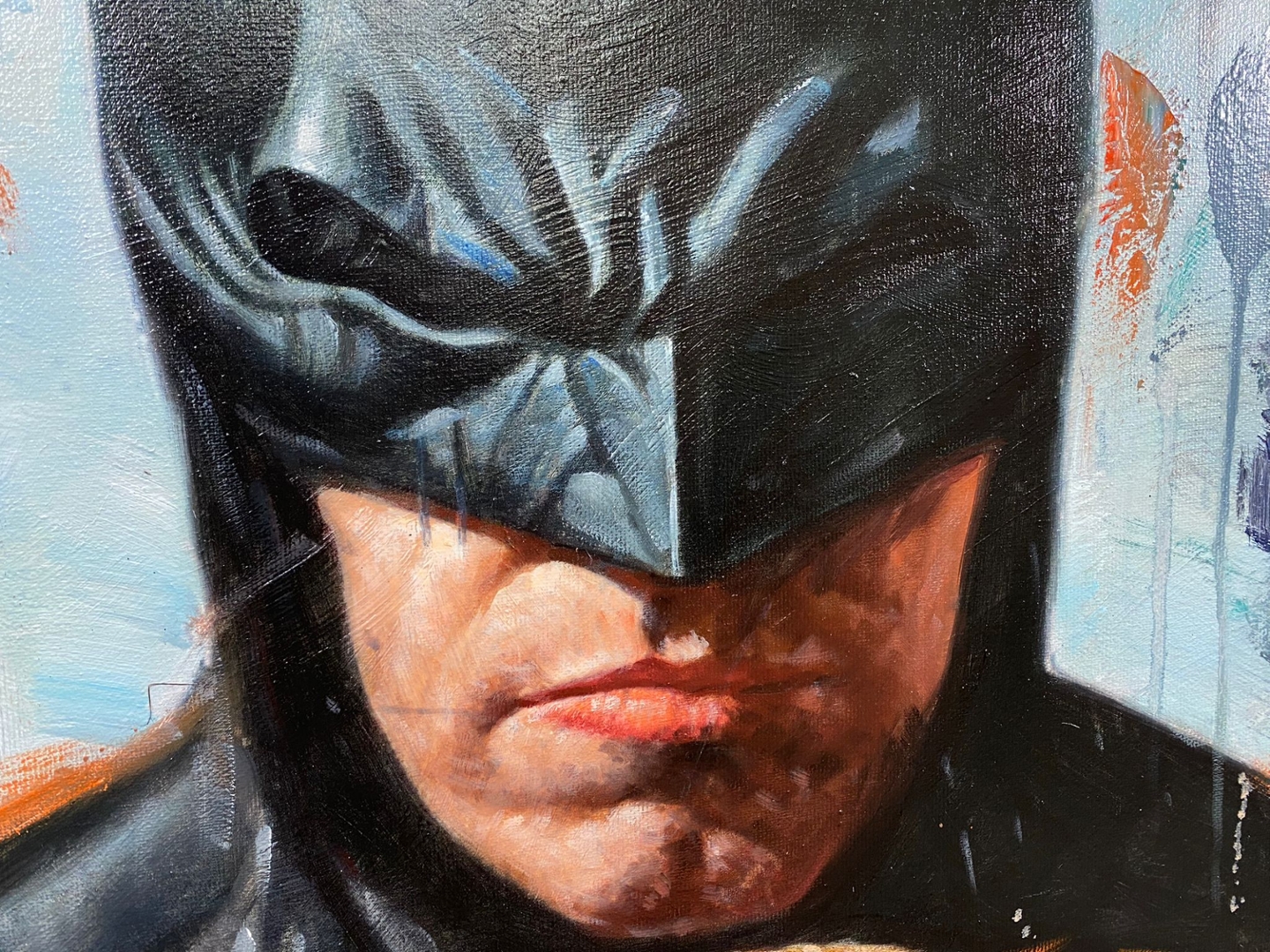 Large Oil Painting by the Artist Fournier titled The Dark Knight's Diner